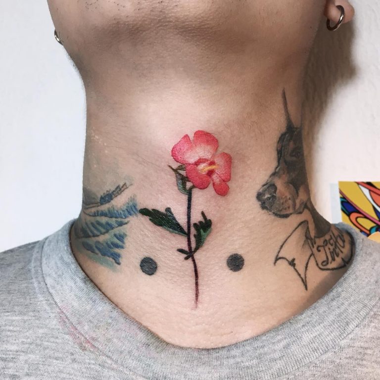 Laurel wreath tattoo around the neck - Tattoogrid.net