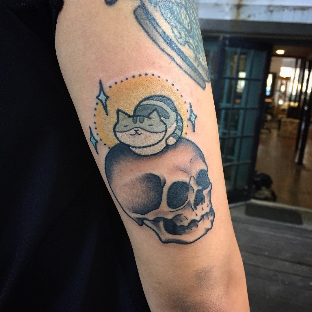 Skull And Cat Tattoo Tattoogrid Skull And Cat Tattoo Tattoogrid