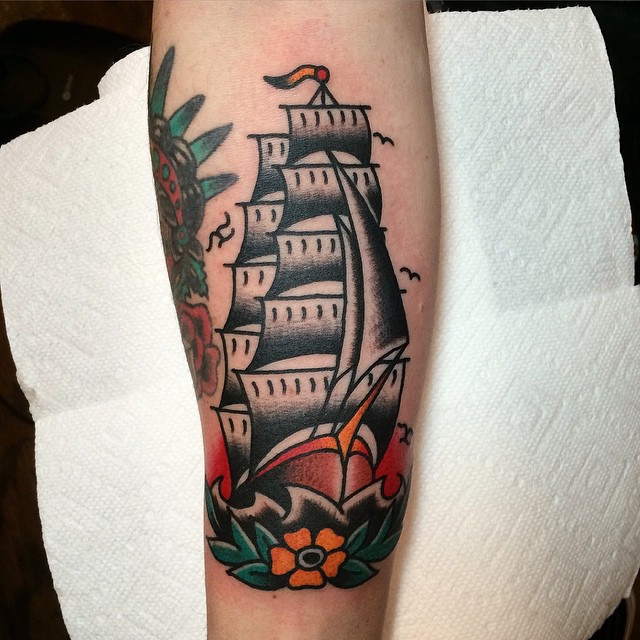 Old School Ship Tattoo Tattoogrid Old School Ship Tattoo Tattoogrid