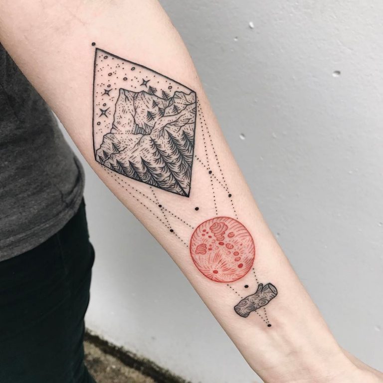 Nostalgic landscape tattoo by david côté - Tattoogrid.net