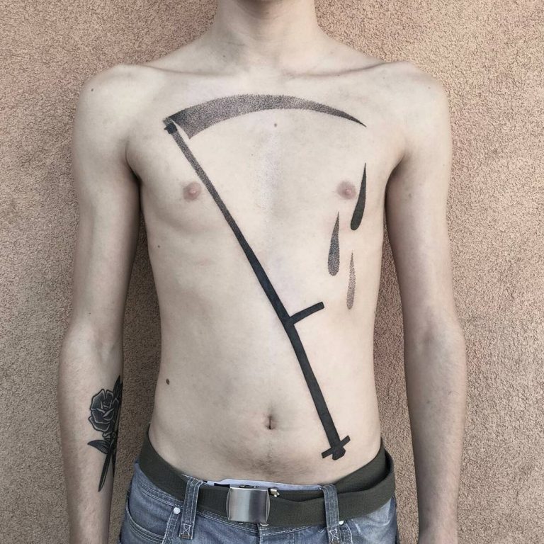 Wave tattoo on the chest - Tattoogrid.net