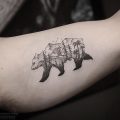 Single line bear tattoo by Kirk Budden - Tattoogrid.net