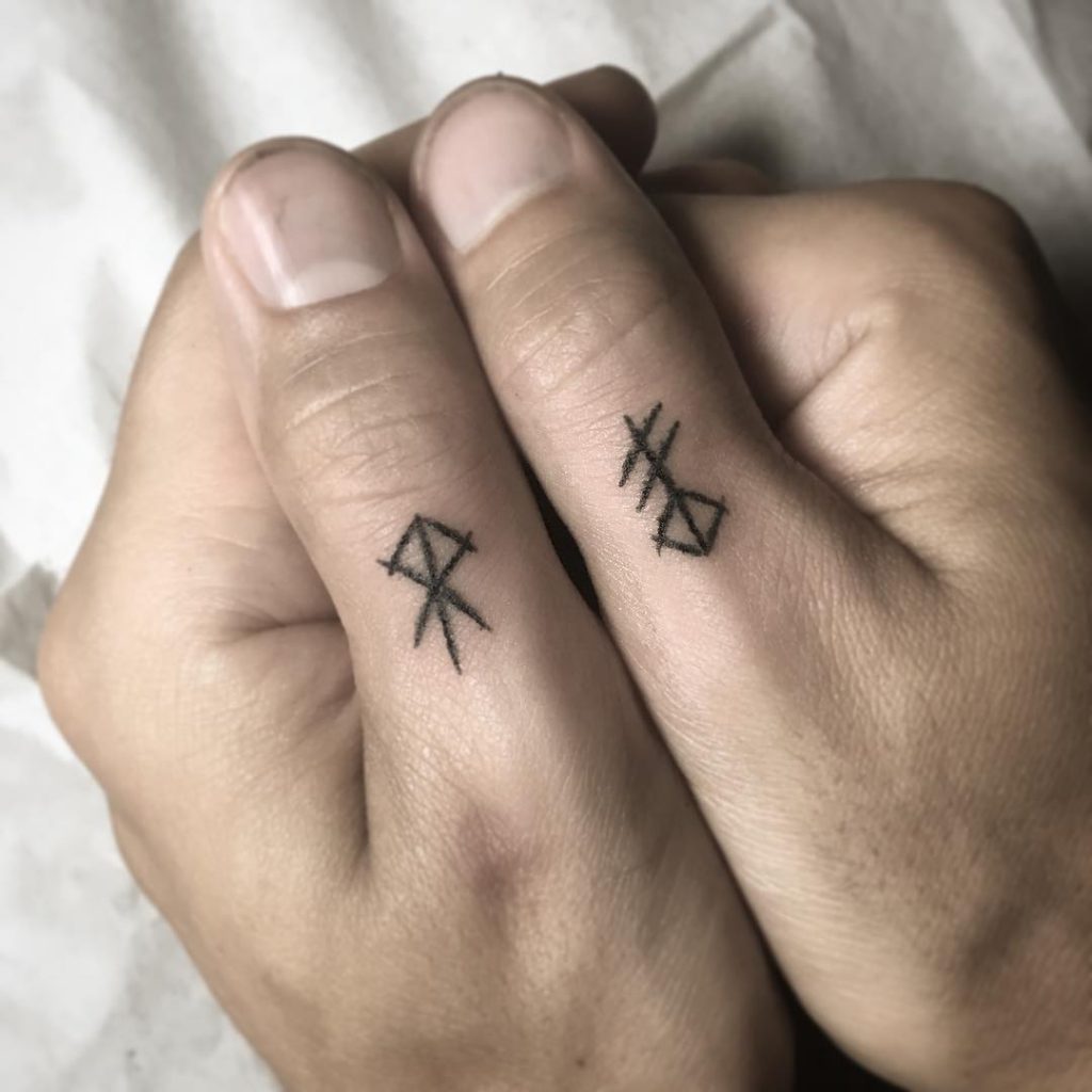 Four elements tattoo on fingers - Tattoogrid.net