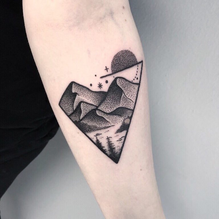 Nostalgic landscape tattoo by david côté - Tattoogrid.net
