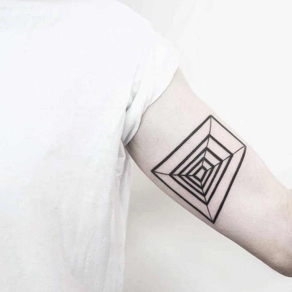 Minimalist rectangle tattoo on the wrist - Tattoogrid.net