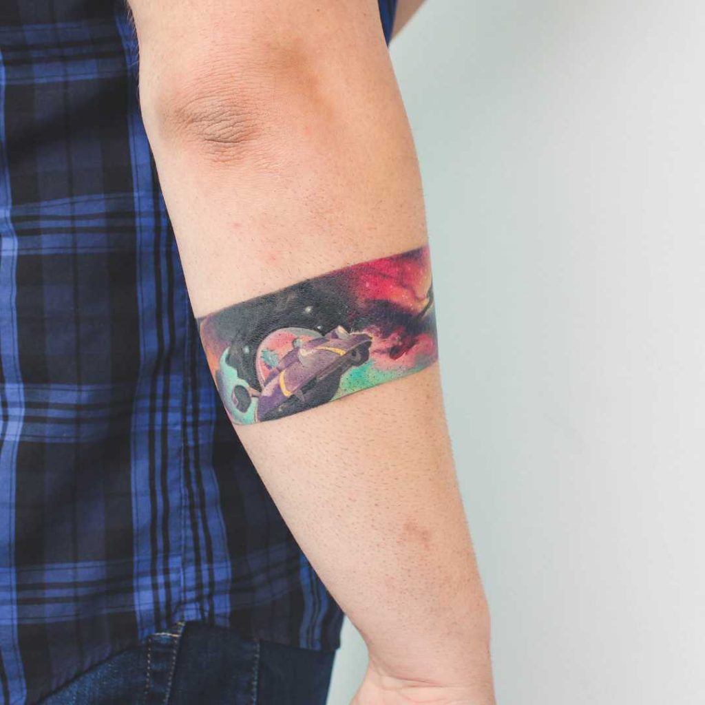 Wildflowers and rhombus landscape tattoo - Tattoogrid.net