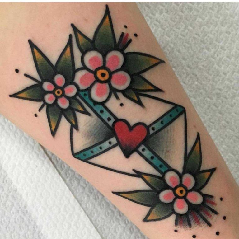 Traditional dagger tattoo on the sternum - Tattoogrid.net