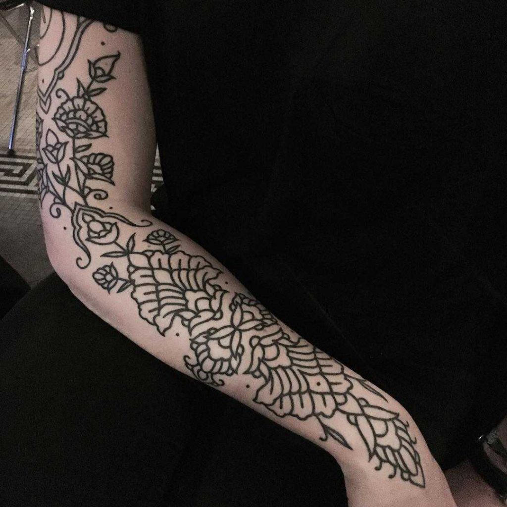 Negative space flower tattoos - Tattoogrid.net