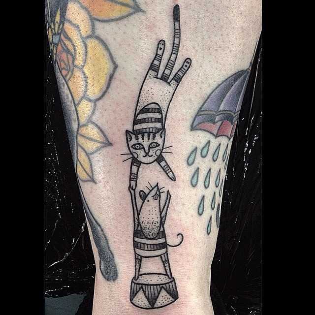 Fox and weasel tattoo by Dogma Noir - Tattoogrid.net