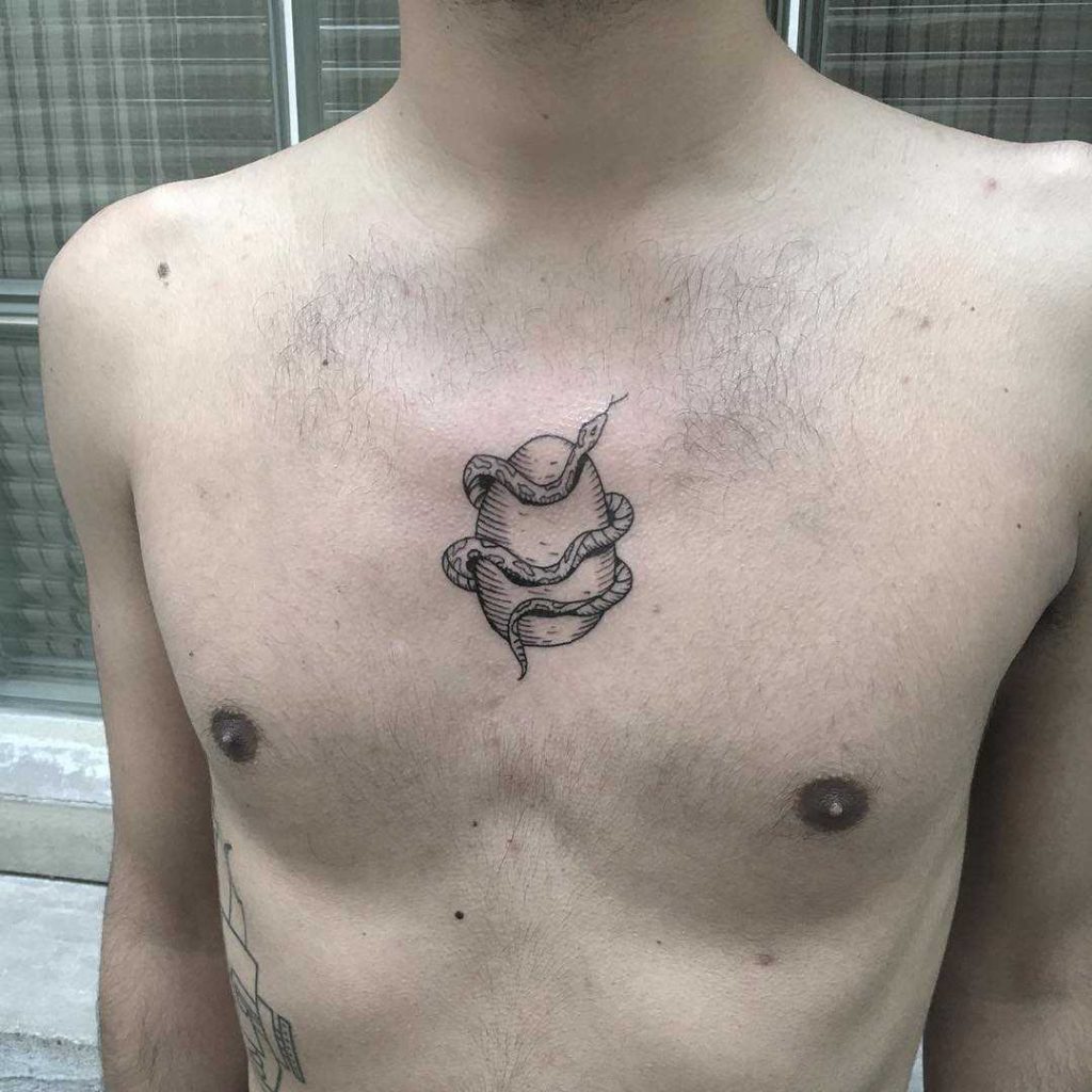 Unalome on a sternum by @ryanjessiman - Tattoogrid.net