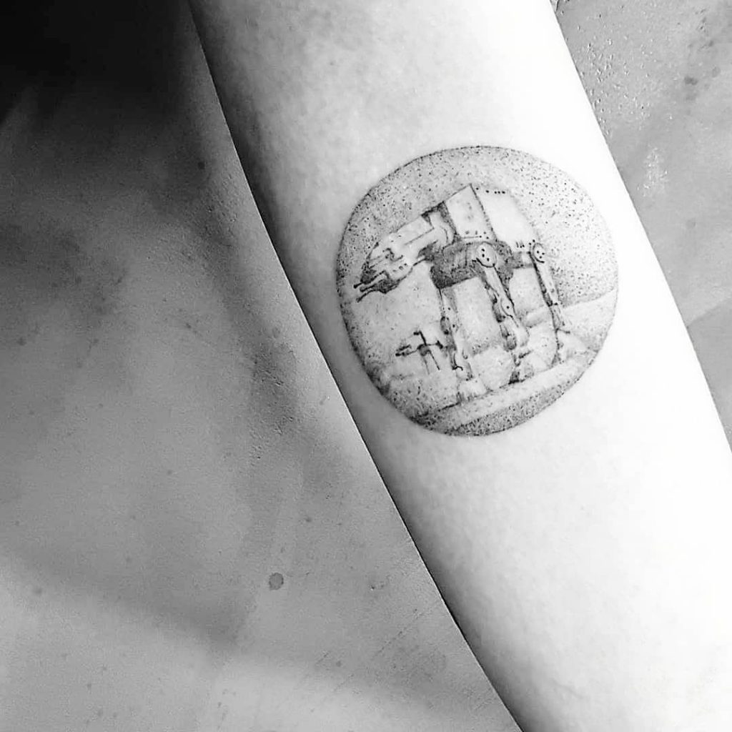 Linear moon tattoo by Francesco Rossetti - Tattoogrid.net