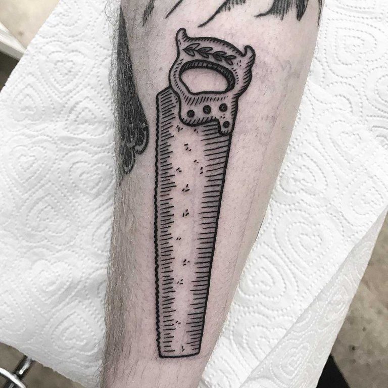 Two-handed broad sword tattoo by Kirk Budden - Tattoogrid.net