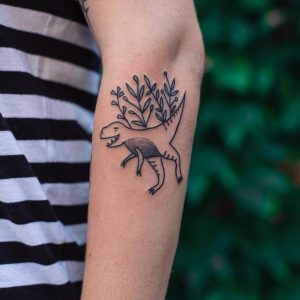 Handpoked rectangular mountains landscape tattoo - Tattoogrid.net