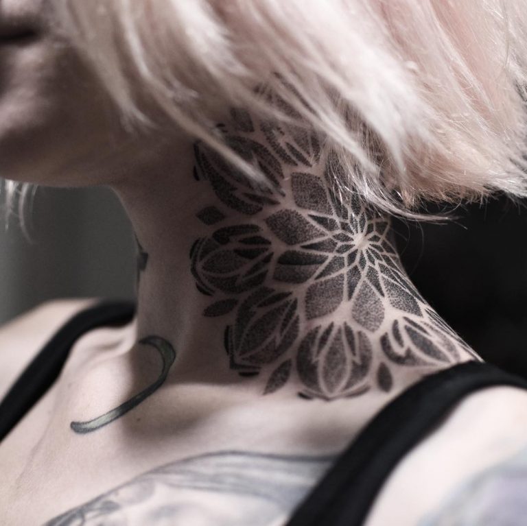 Laurel wreath tattoo around the neck - Tattoogrid.net