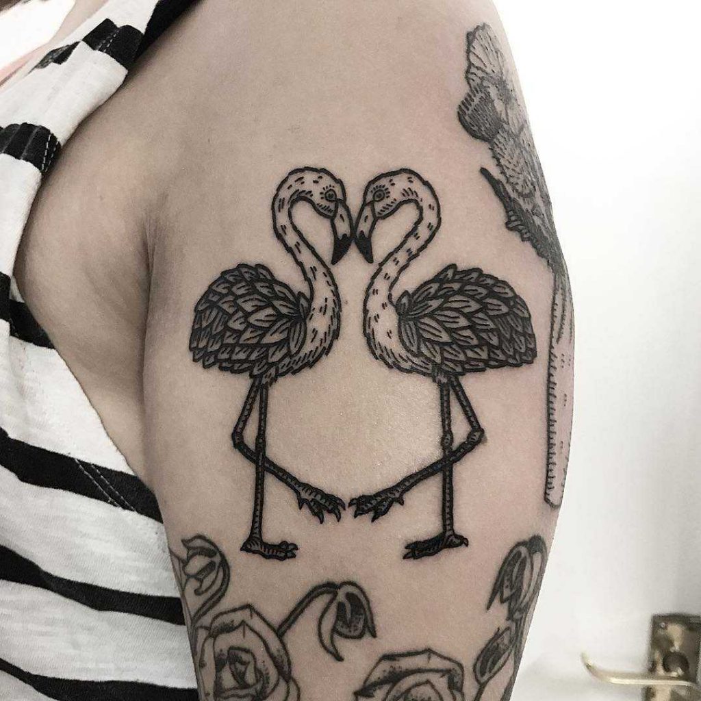 Yin and Yang cranes tattoo - Tattoogrid.net
