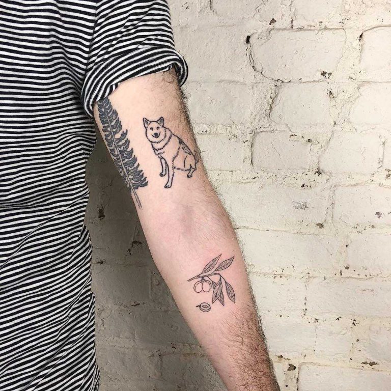 Simple axe and branches tattoo - Tattoogrid.net