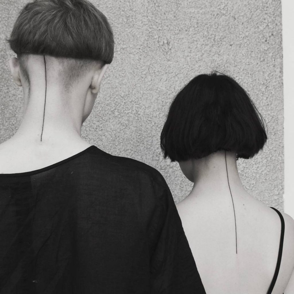 Matching palm tree tattoos for a couple - Tattoogrid.net