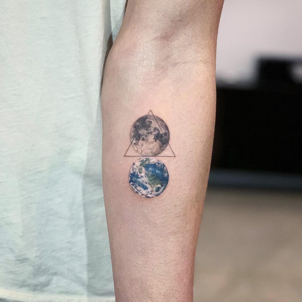 Sphere and forest tattoo - Tattoogrid.net