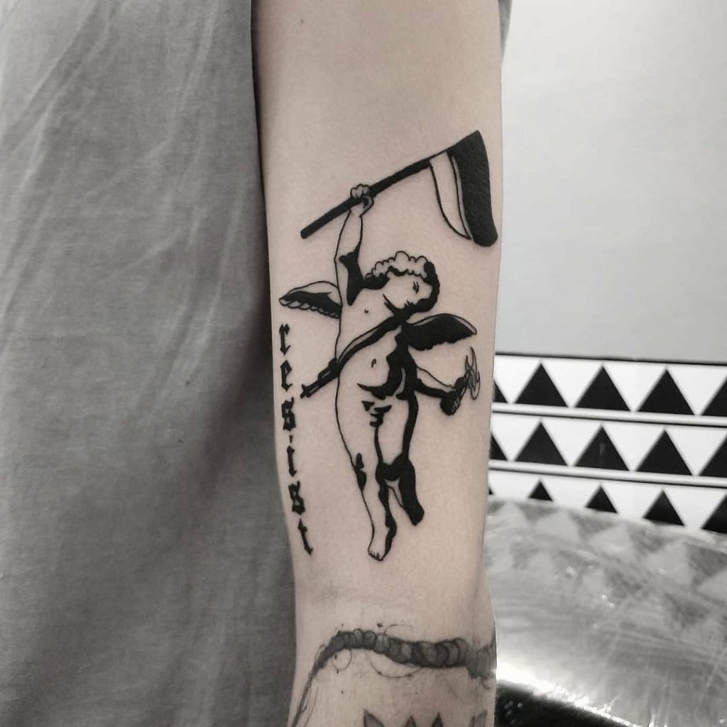 Distorted face tattoo by Adam Vunoir - Tattoogrid.net