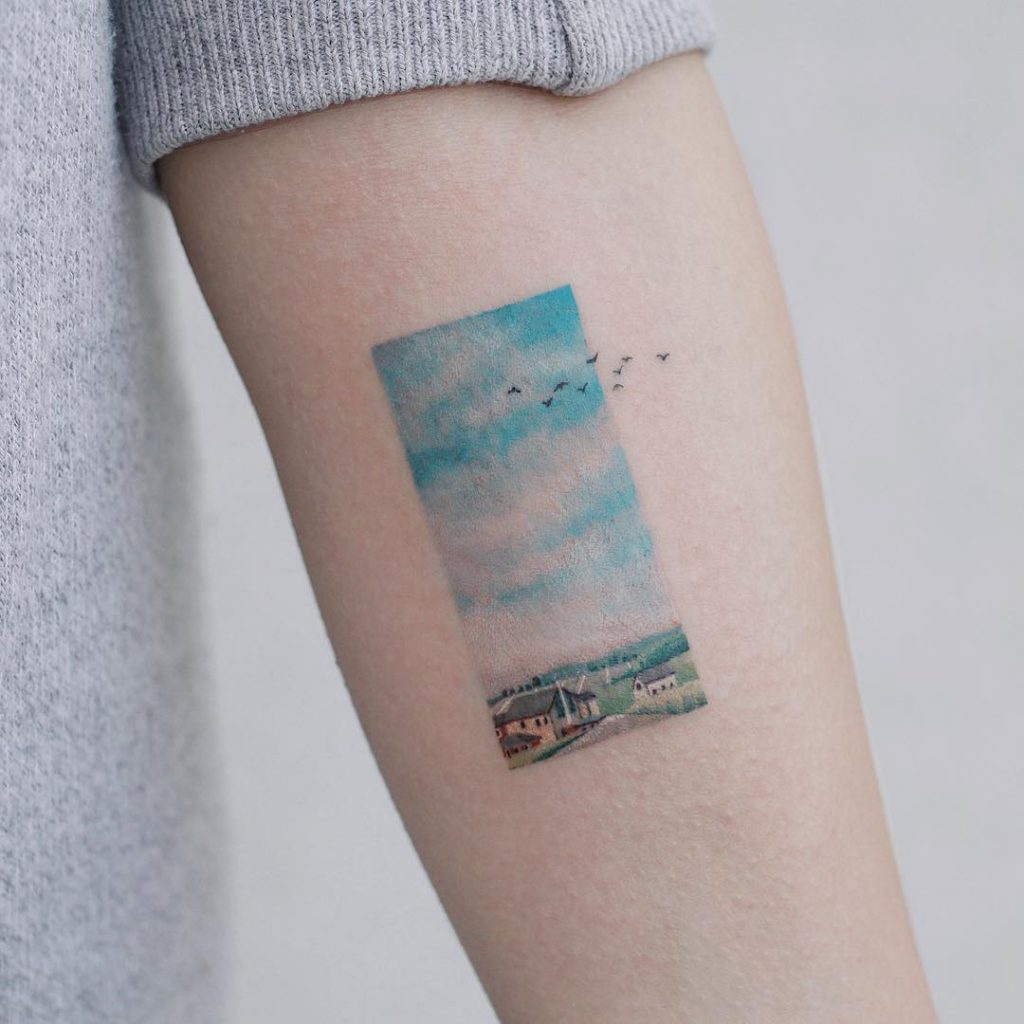 Colorful landscape tattoo by dusty past - Tattoogrid.net
