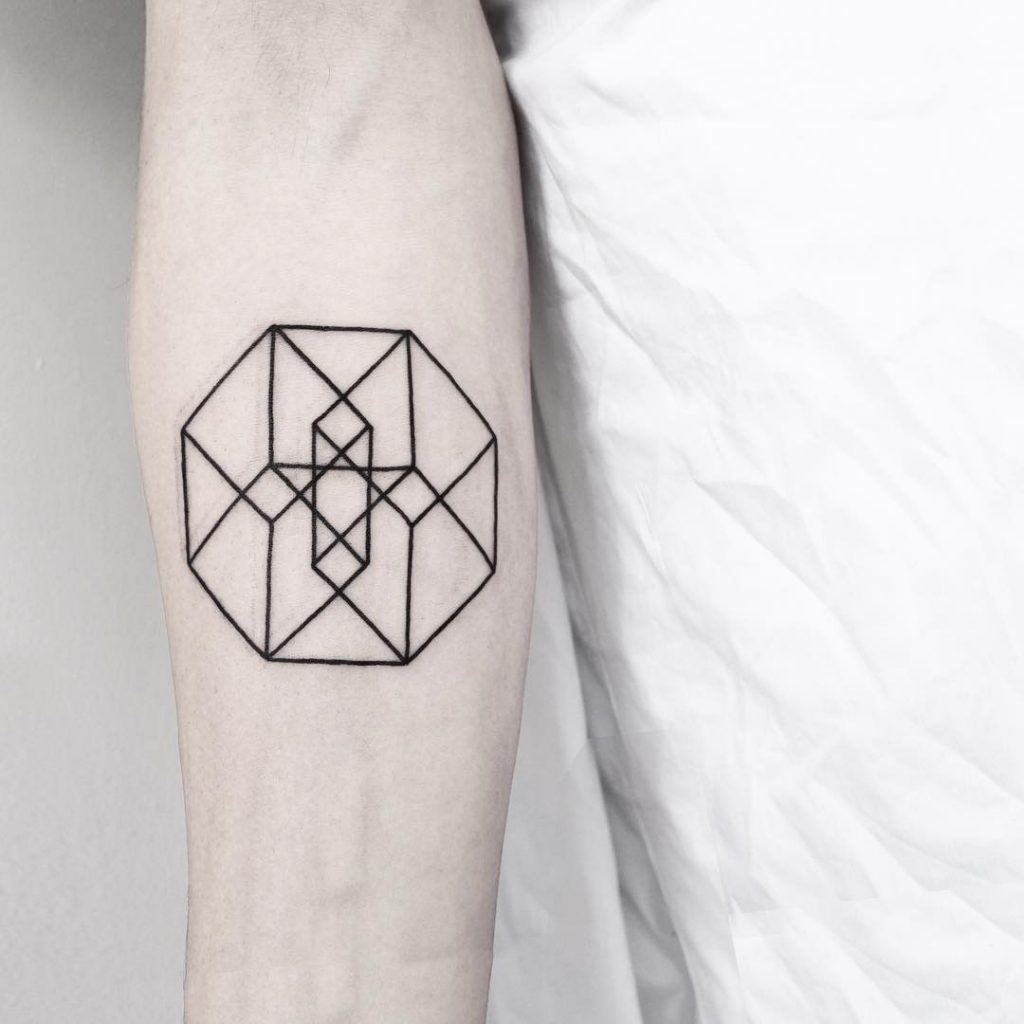 Fine line geometric pattern - Tattoogrid.net