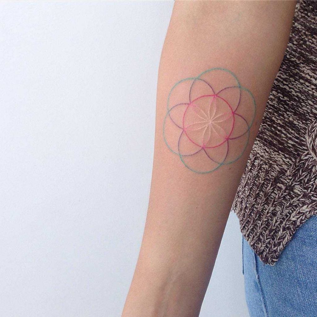 Dot work style sacred geometry tattoo - Tattoogrid.net