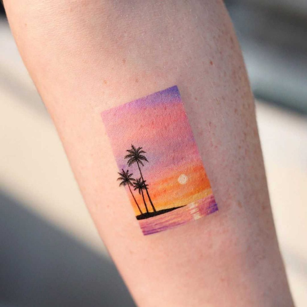 Circular sunset tattoo - Tattoogrid.net