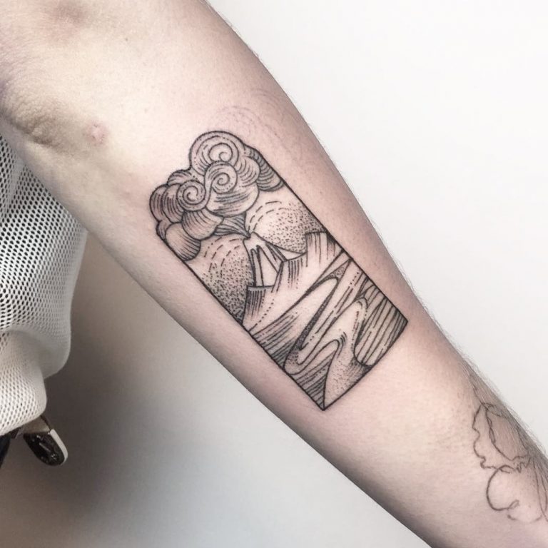 Linear moon tattoo by Francesco Rossetti - Tattoogrid.net