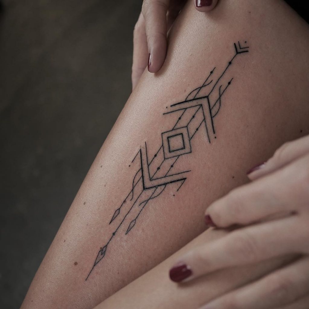 Neo traditional hand and knife tattoo - Tattoogrid.net