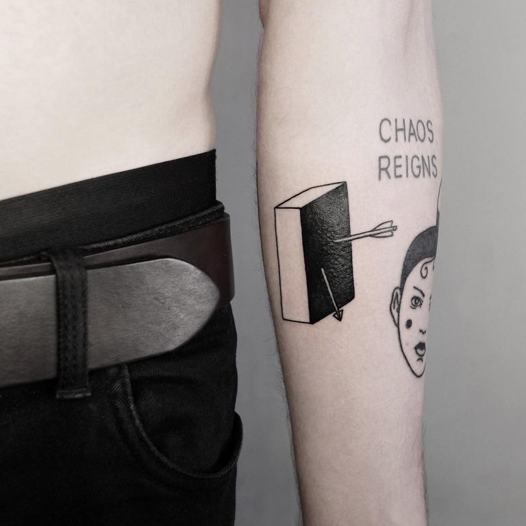 Topographical map of a lake tattoo by Kevin Jenkins - Tattoogrid.net